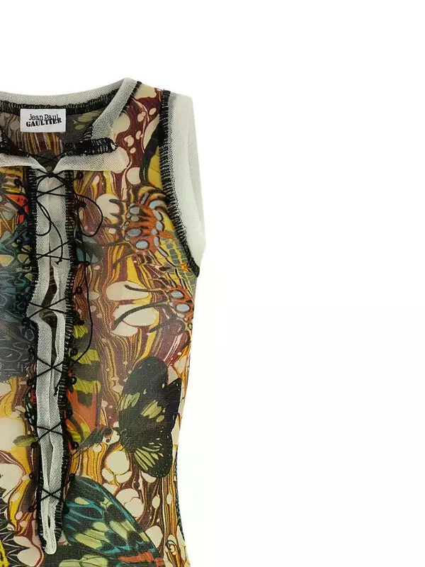 JEAN PAUL GAULTIER Butterfly Print Midi Dress