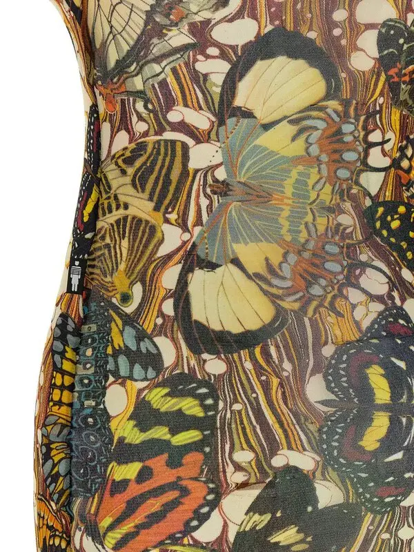 JEAN PAUL GAULTIER Butterfly Print Midi Dress