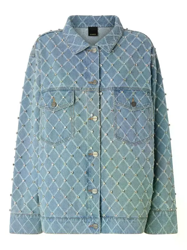 Pinko Studded Diamond-patterned Jacket - Blue