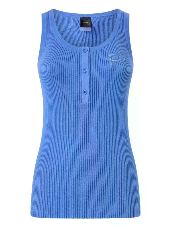 Pinko Buttoned Ribbed Tank Top - Blue