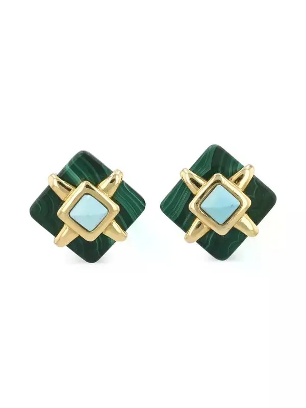 CARTIER 1973 Malachite And Turquoise Clip-on Earrings - Green