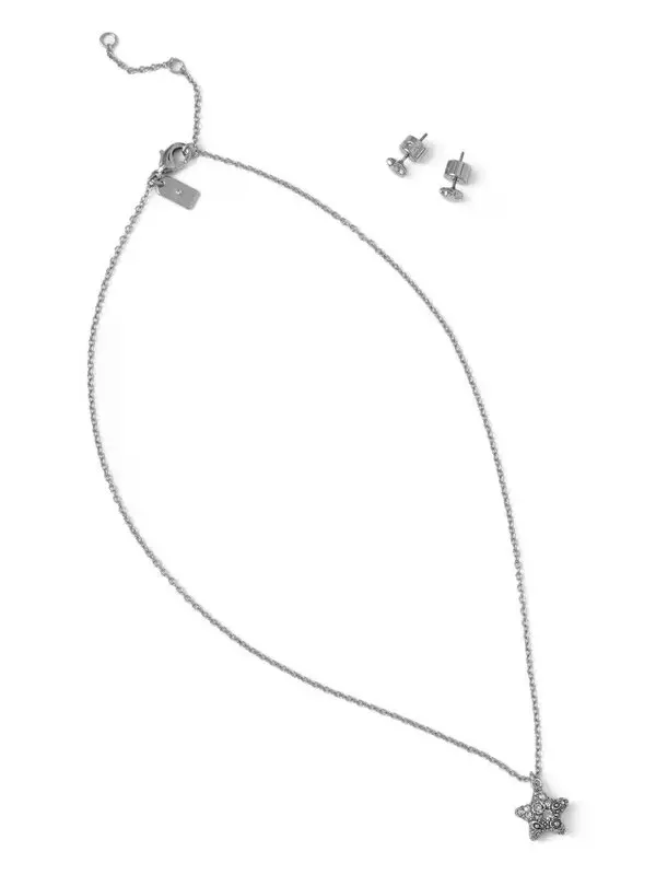 Coach Star Charm Necklace And Earrings Set - Silver