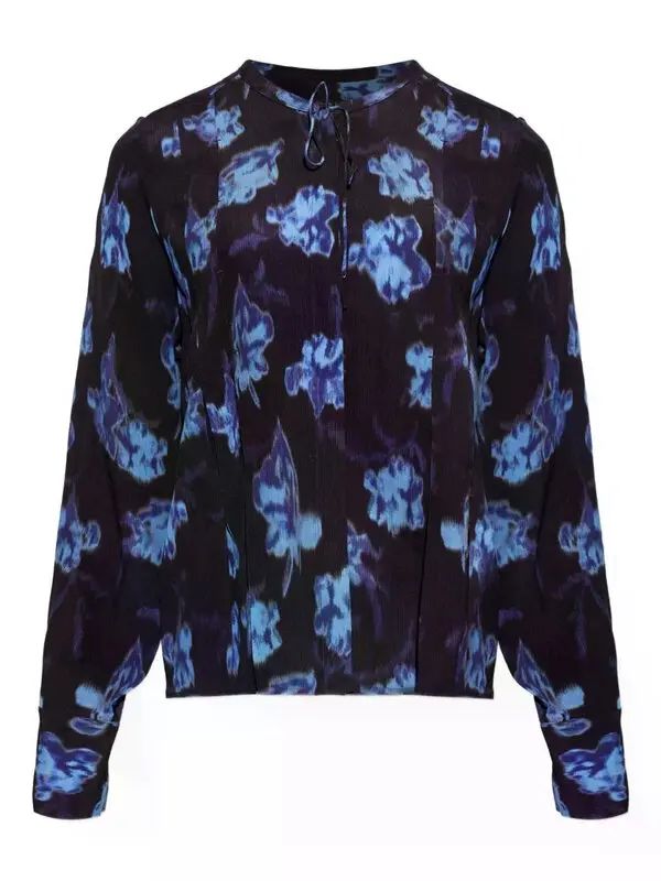 Rag & Bone Floral-print Long-sleeve Blouse - Black