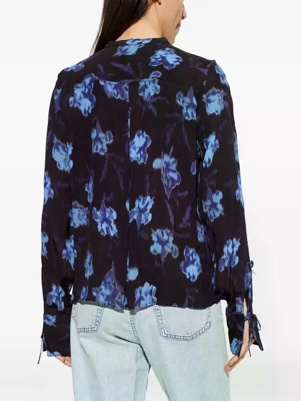 Rag & Bone Floral-print Long-sleeve Blouse - Black