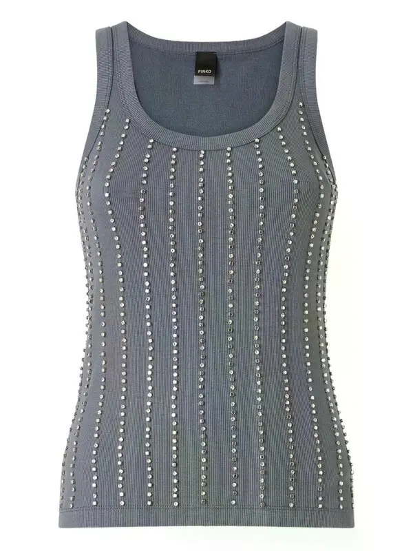 Pinko Ribbed Vest Top With Jewel Detailing - Grey