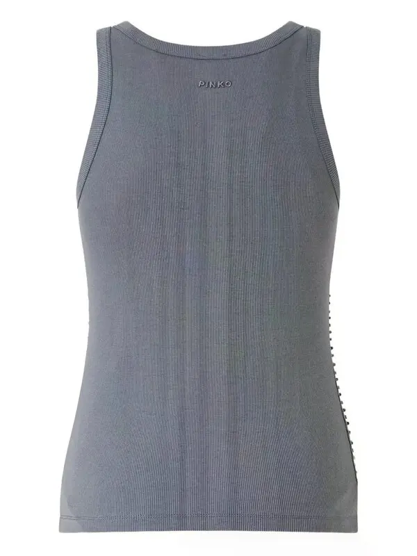 Pinko Ribbed Vest Top With Jewel Detailing - Grey