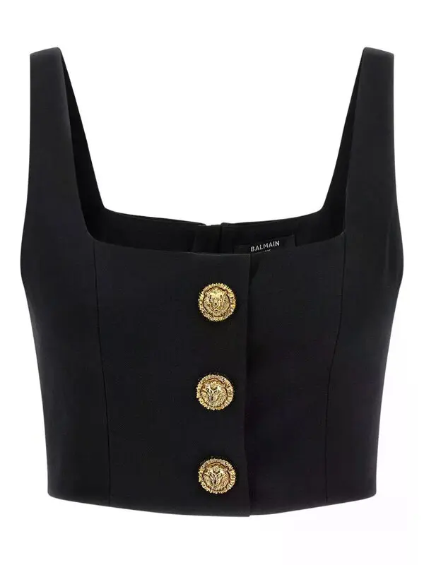 Balmain Button-fastening Cropped Top