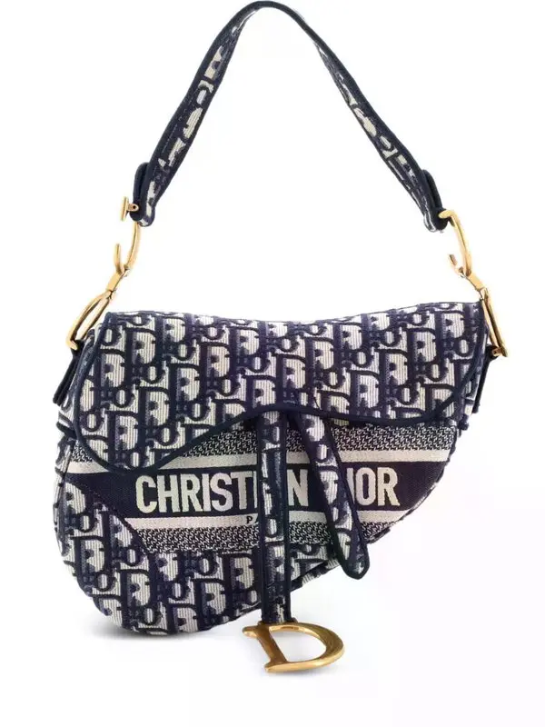 Dior Saddle Handbag Oblique Canvas Medium - Blue