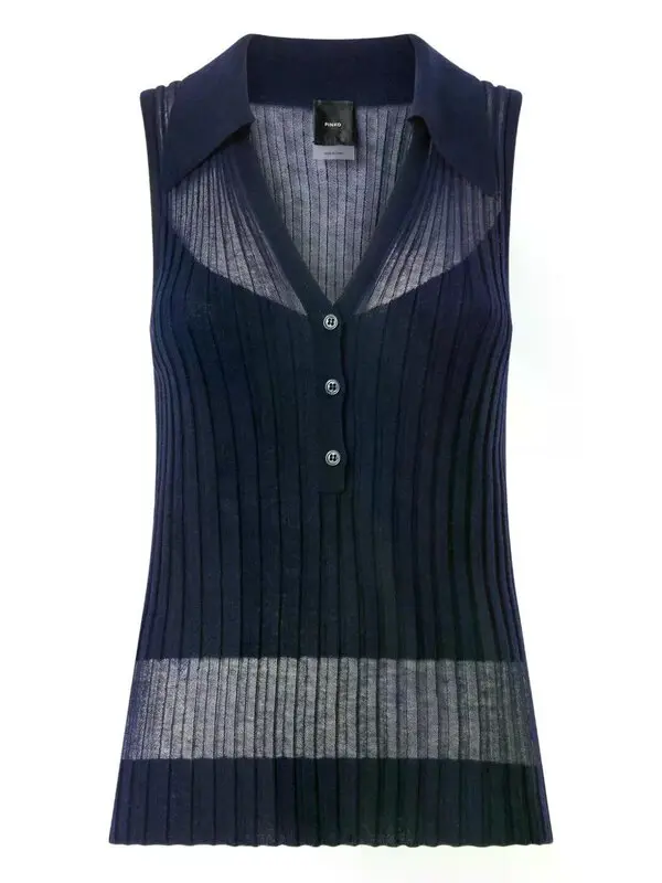 Pinko Buttoned Ribbed Polo Top