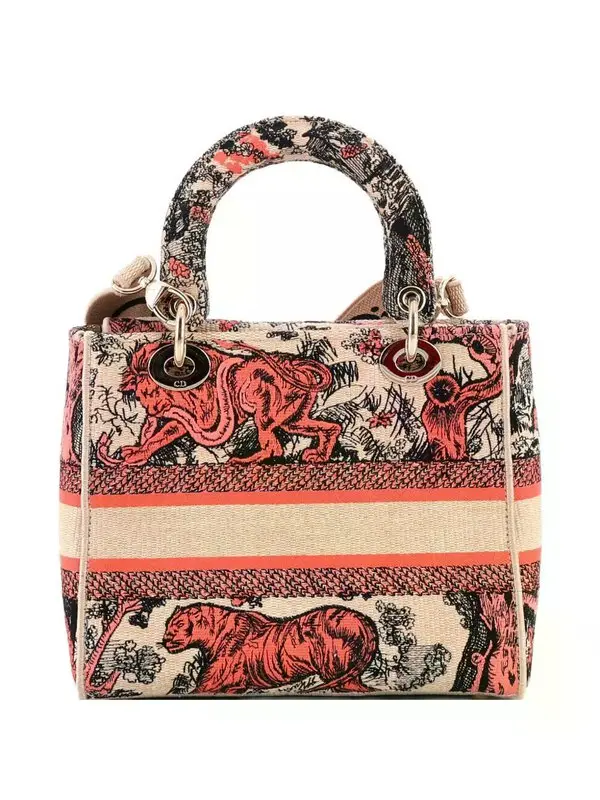 Dior Lady D-lite Medium Satchel Embroidered Raffia - Multicolour