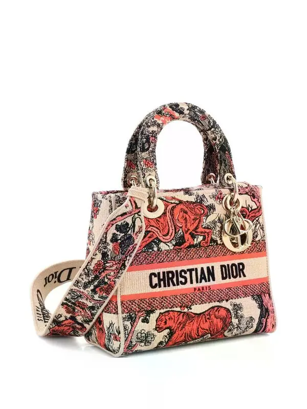 Dior Lady D-lite Medium Satchel Embroidered Raffia - Multicolour