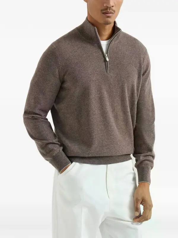 Brunello Cucinelli Half-zip Cashmere Sweater - Brown