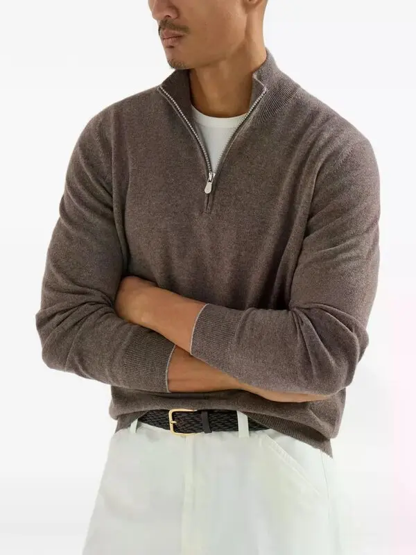 Brunello Cucinelli Half-zip Cashmere Sweater - Brown