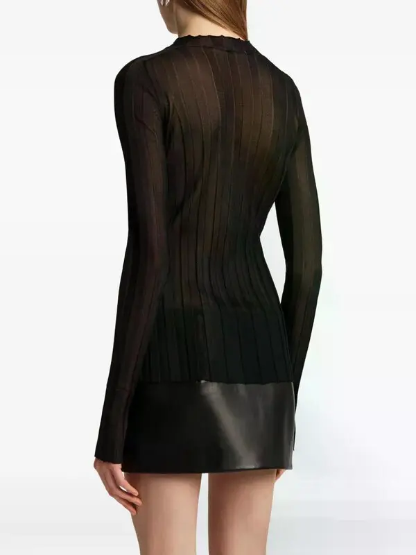 Khaite Cosette Ruffled Ribbed Top - Black