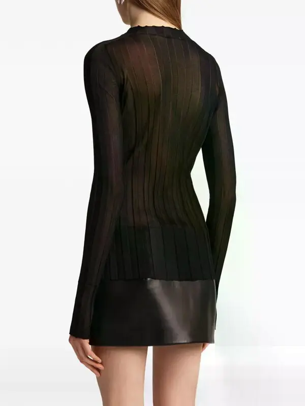 Khaite Cosette Ruffled Ribbed Top - Black