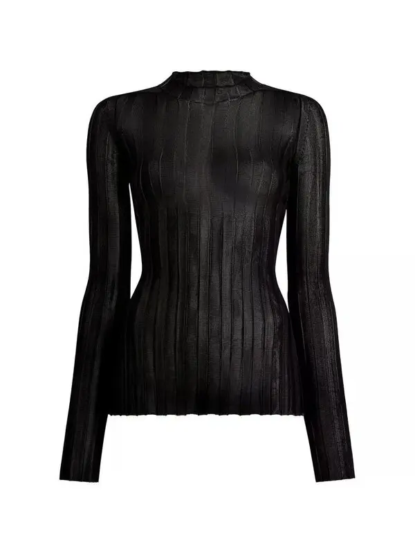 Khaite Cosette Ruffled Ribbed Top - Black