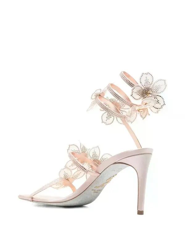 Rene Caovilla Floriane Flowers Strass Embellished Heeled Sandals