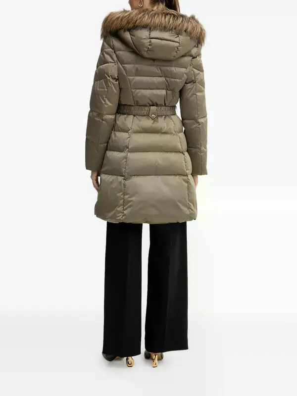 Guess Padded Coat With Logo Buckle - Neutrals