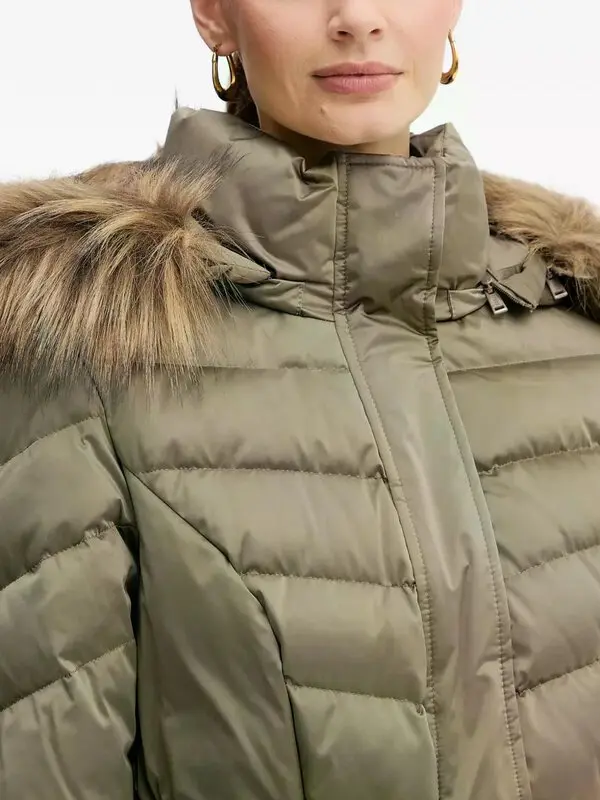 Guess Padded Coat With Logo Buckle - Neutrals