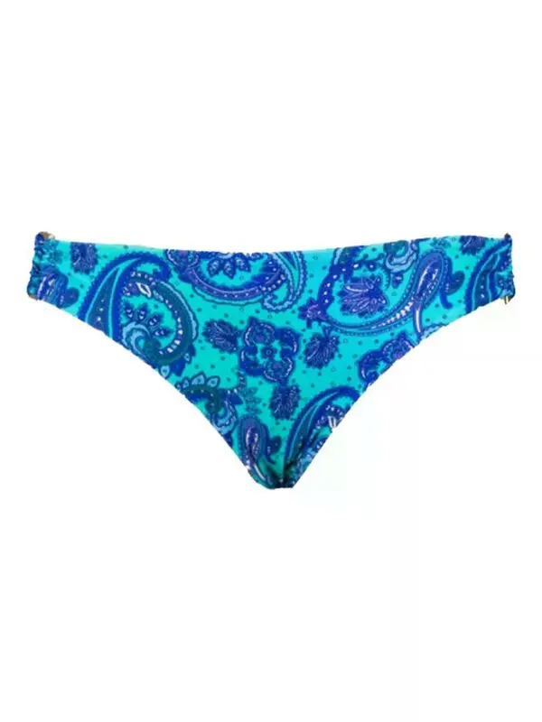 CAHA CAPO DUBAI Paisley Bikini Bottoms With Metal Detail - Blue