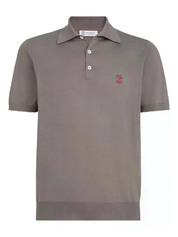 Brunello Cucinelli Logo-embroidered Polo Shirt - Grey
