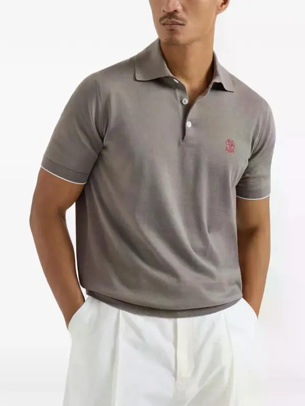 Brunello Cucinelli Logo-embroidered Polo Shirt - Grey