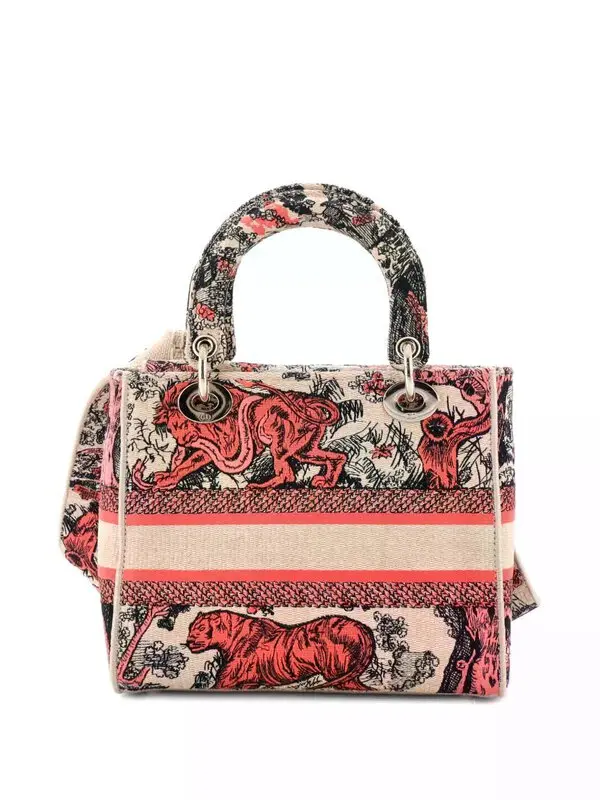Dior Lady D-lite Embroidered Raffia Satchel - Multicolour