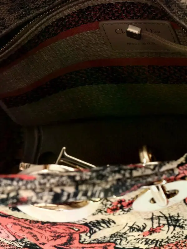 Dior Lady D-lite Embroidered Raffia Satchel - Multicolour