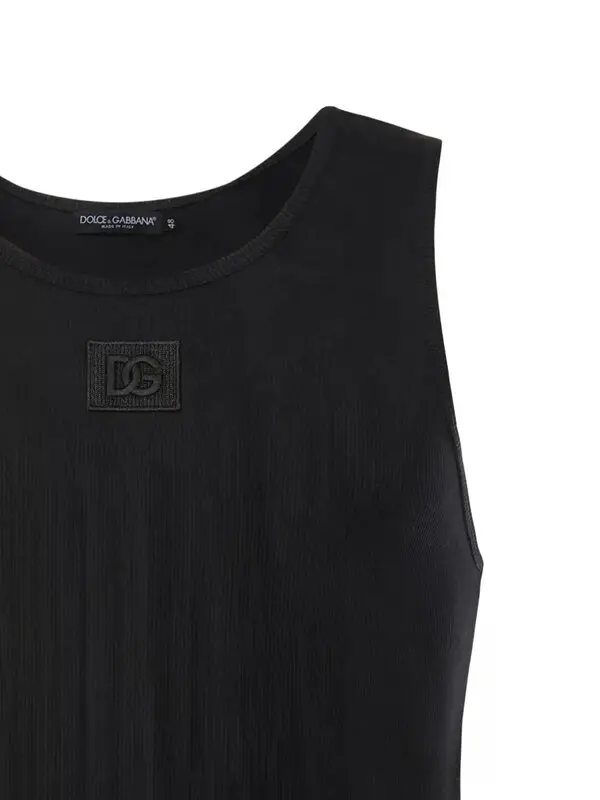 Dolce & Gabbana Ribbed Logo Patch Tank Top - Black