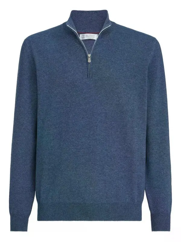 Brunello Cucinelli Half-zip Cashmere Sweater - Blue