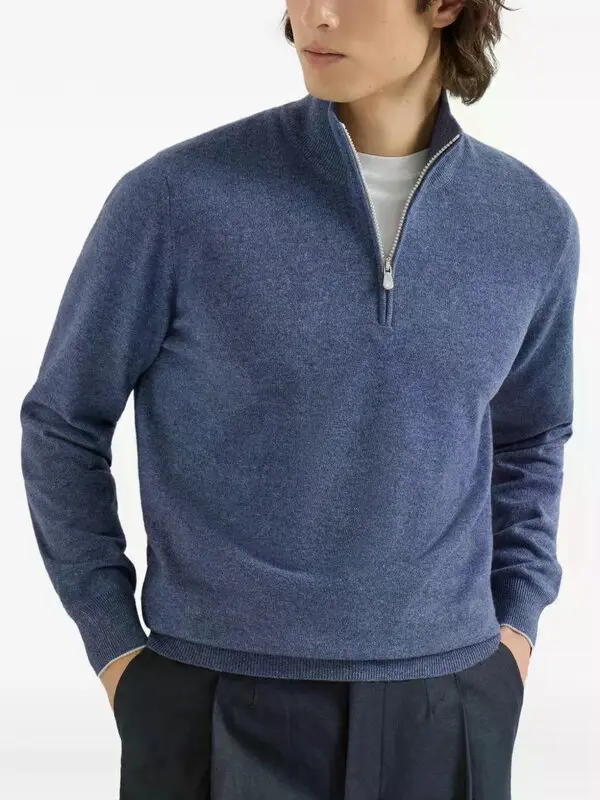 Brunello Cucinelli Half-zip Cashmere Sweater - Blue