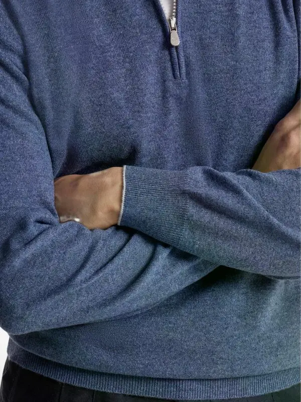 Brunello Cucinelli Half-zip Cashmere Sweater - Blue