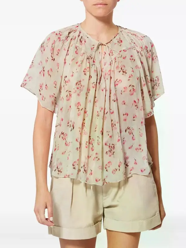 MARANT ETOILE Neslya Floral-pattern Blouse - Neutrals