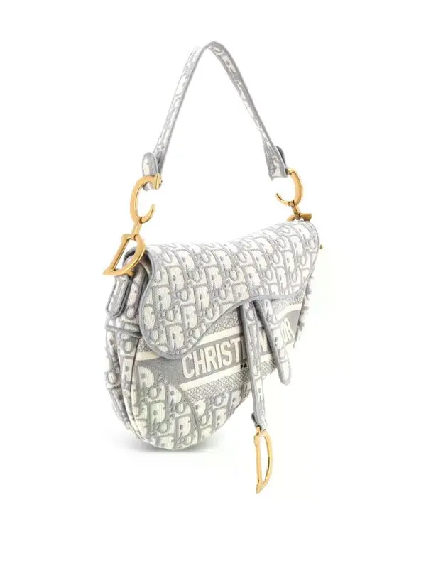 Dior Saddle Handbag Oblique Canvas Medium Shoulder Bag - Grey
