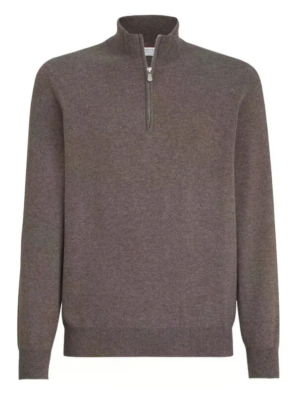 Brunello Cucinelli Half-zip Cashmere Sweater - Brown