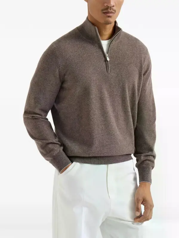 Brunello Cucinelli Half-zip Cashmere Sweater - Brown
