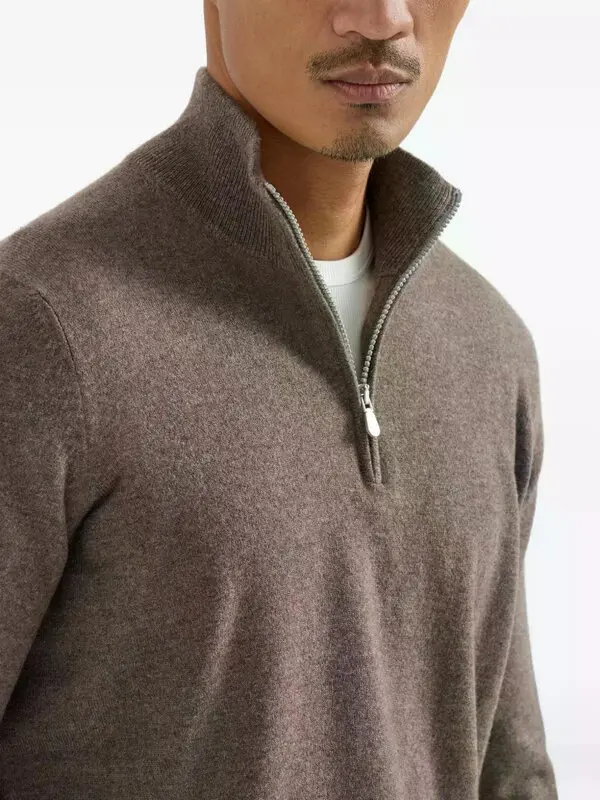 Brunello Cucinelli Half-zip Cashmere Sweater - Brown