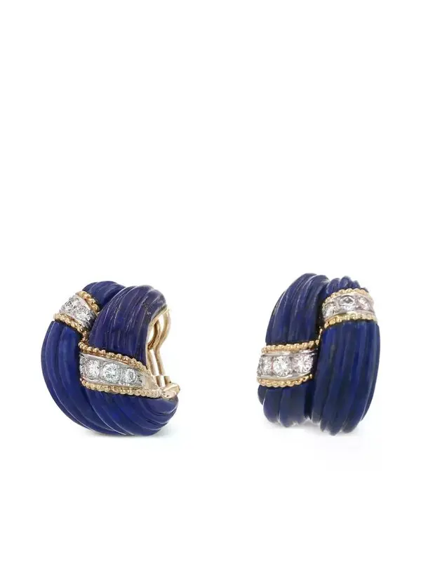 Cartier 1970's Diamond And Lapis Lazuli Earrings