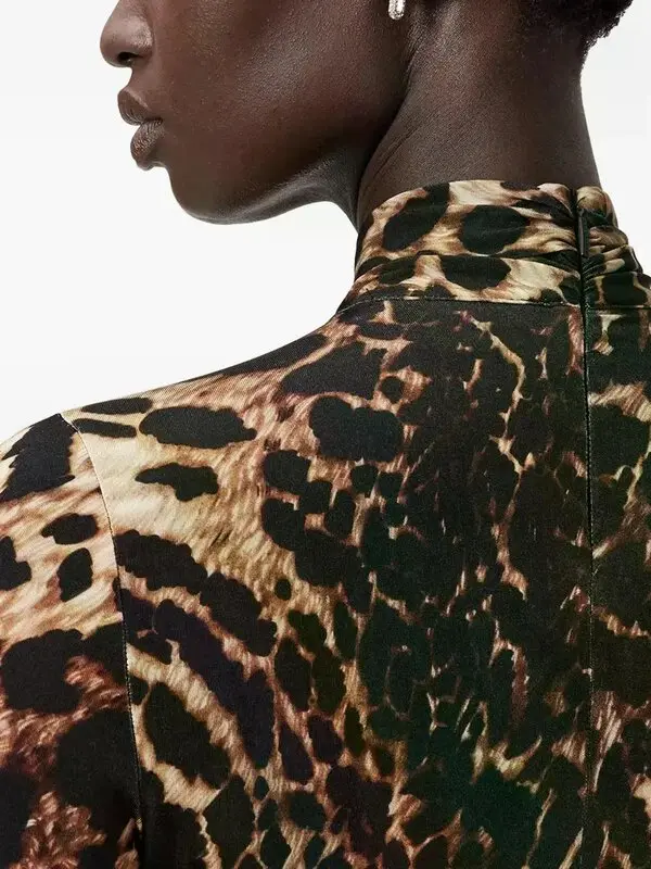 ALLSAINTS Mina A-line Leopard Midi Dress - Brown