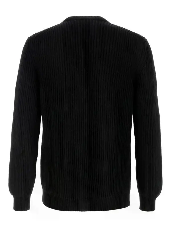 Fendi Logo-embellished Ribbed-knit Sweater - Black