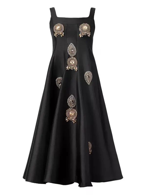 ARAFTU Embellished Square-neck Midi Dress