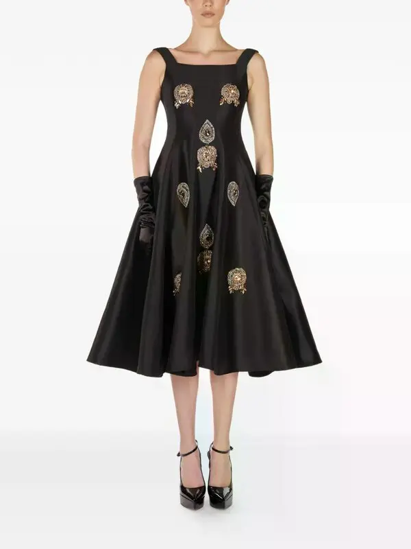 ARAFTU Embellished Square-neck Midi Dress