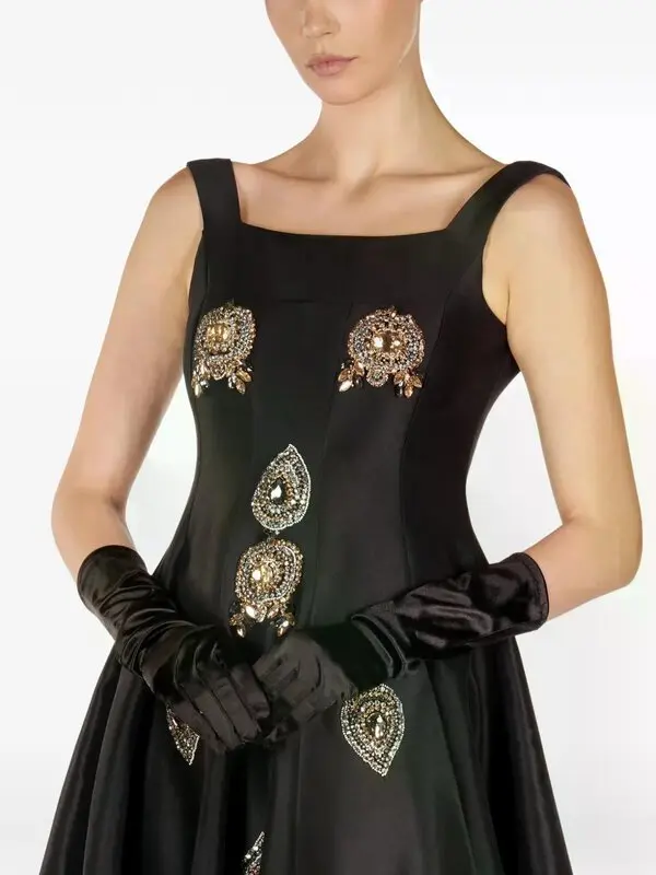 ARAFTU Embellished Square-neck Midi Dress