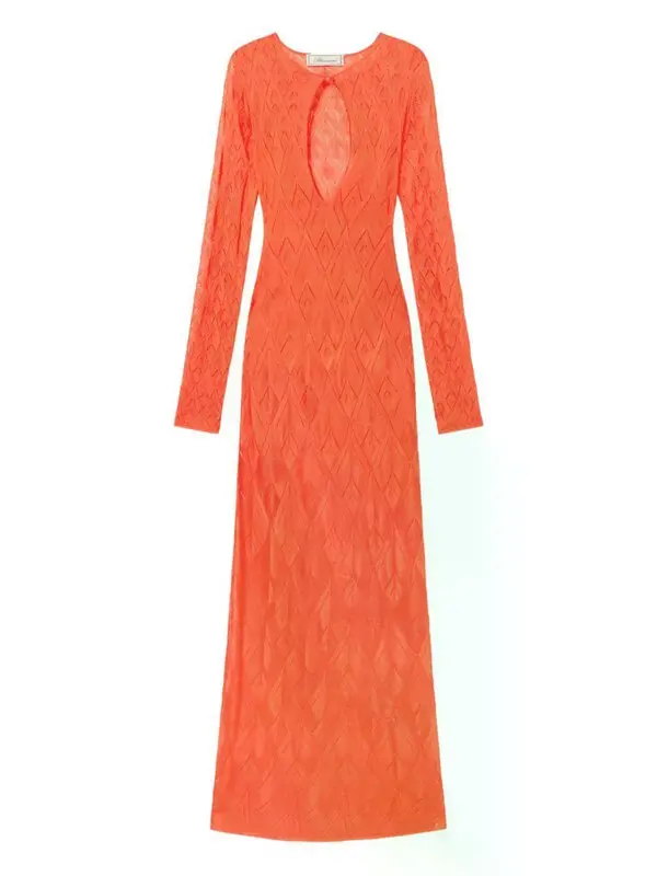 Blumarine Geometric Open-knit Maxi Dress - Orange