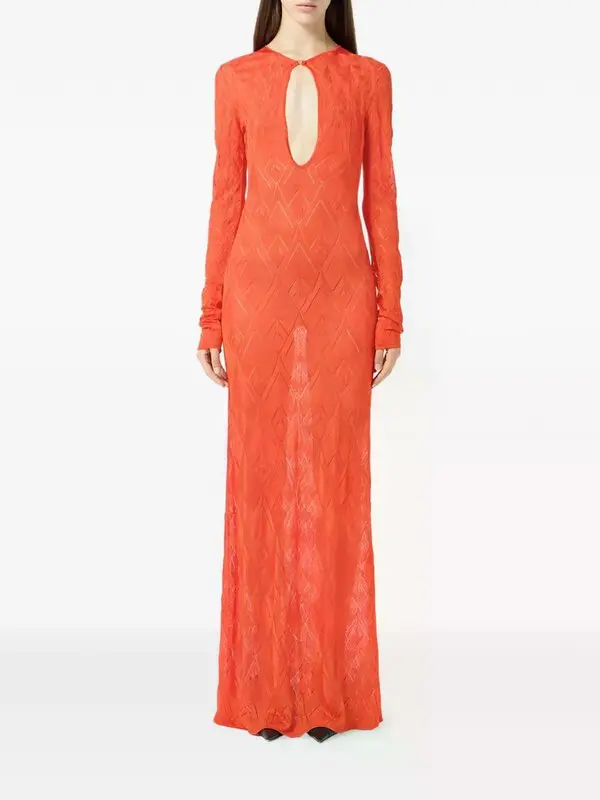 Blumarine Geometric Open-Knit Maxi Dress - Orange - 30% Off | Editorialist