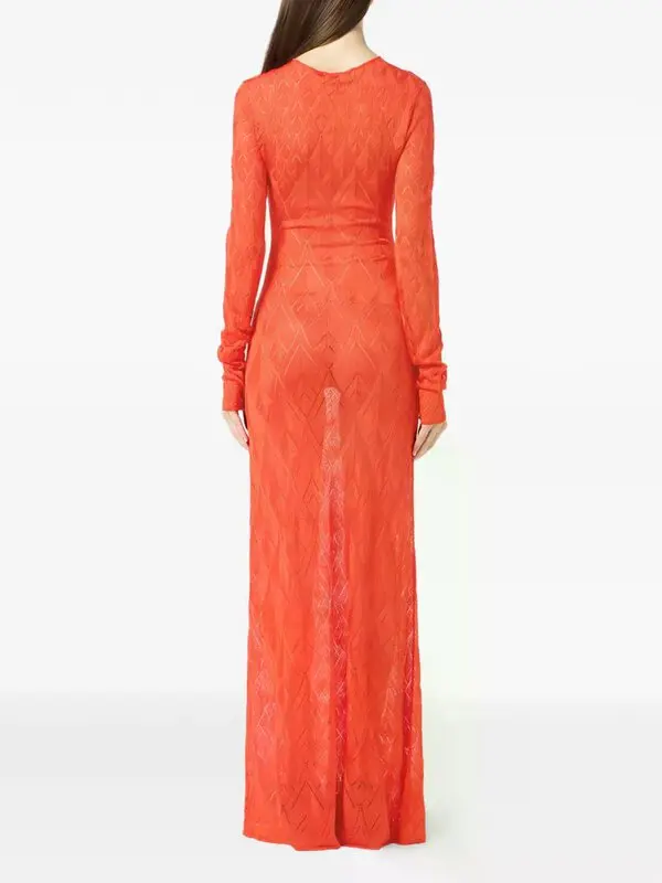 Blumarine Geometric Open-Knit Maxi Dress - Orange - 30% Off | Editorialist