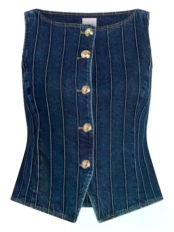 Cinq À Sept Denim Pintuck Button Vest