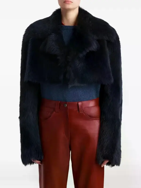 Khaite Collared Fur Jacket - Black