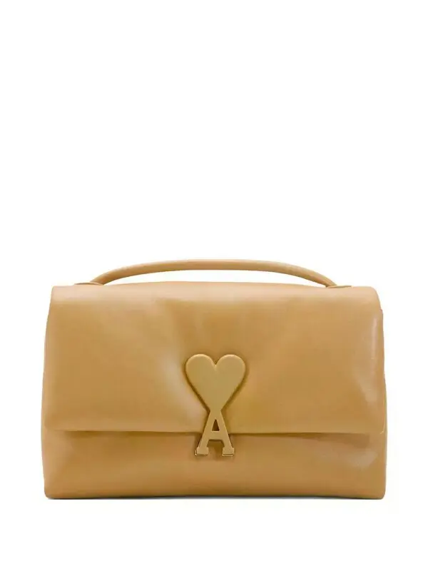 AMI Paris Voulez-vous Leather Shoulder Bag - Neutrals