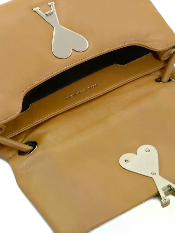 AMI Paris Voulez-vous Leather Shoulder Bag - Neutrals